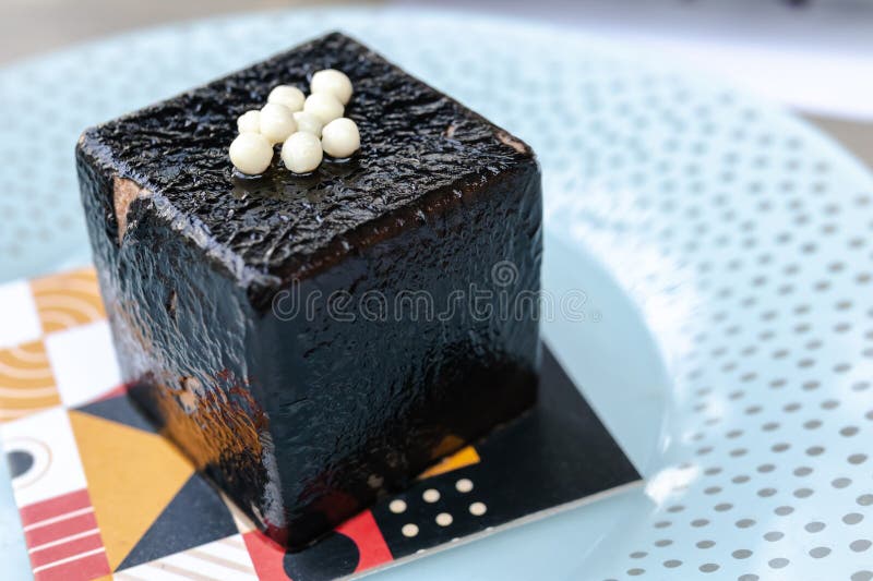 Elegant Square Chocolate Mousse Cake Stock Image - Image of highquality ...