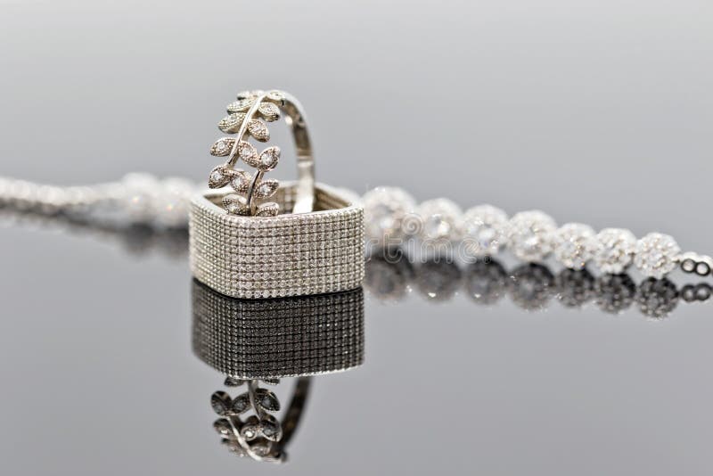 Elegant Square Silver Ring with Cubic Zirconia with Other Silver Stock ...