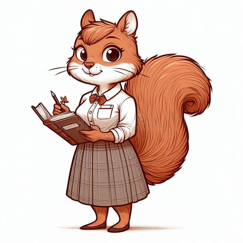 Elegant Squirrel Teacher Holding a Notebook Stock Illustration ...