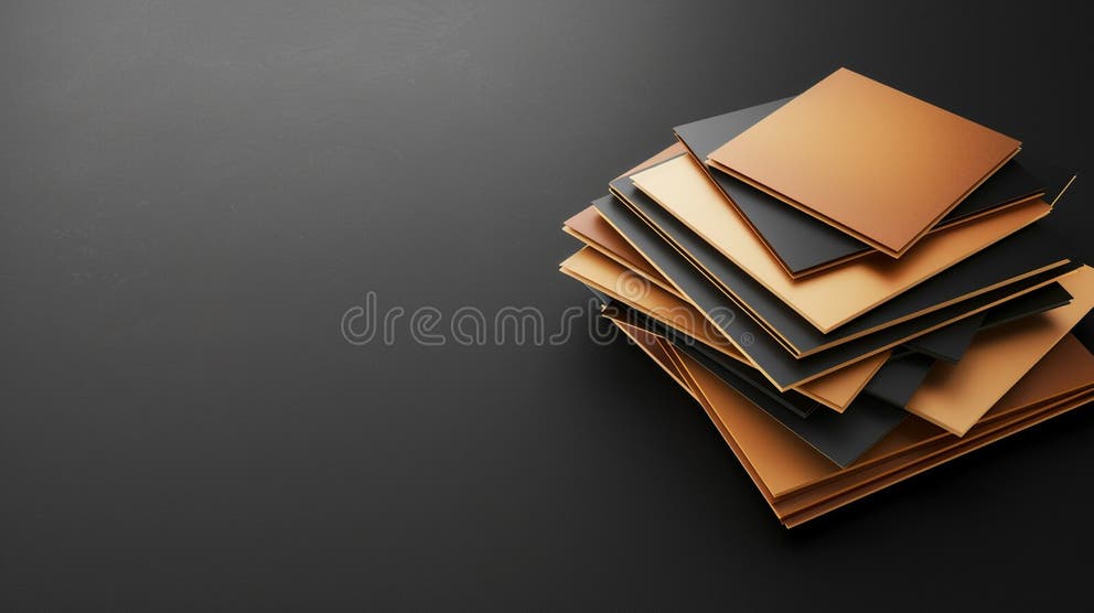 Elegant Stack of Black and Copper Sheets Showcasing Modern Design ...