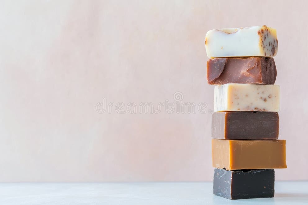Elegant Stack of Colorful Artisan Soaps on Minimalistic Background ...