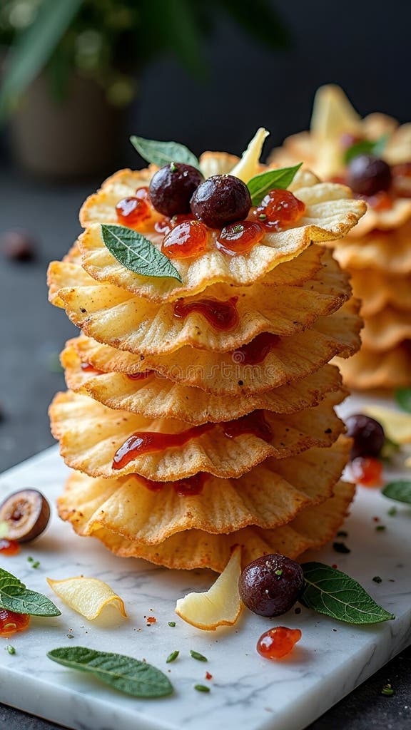 Elegant Stack of Crispy Waffles with Jam Topping Stock Photo - Image of ...