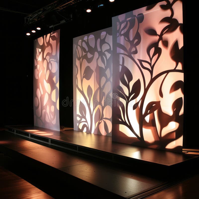 Elegant Stage Design with Artistic Backdrop Stock Illustration ...