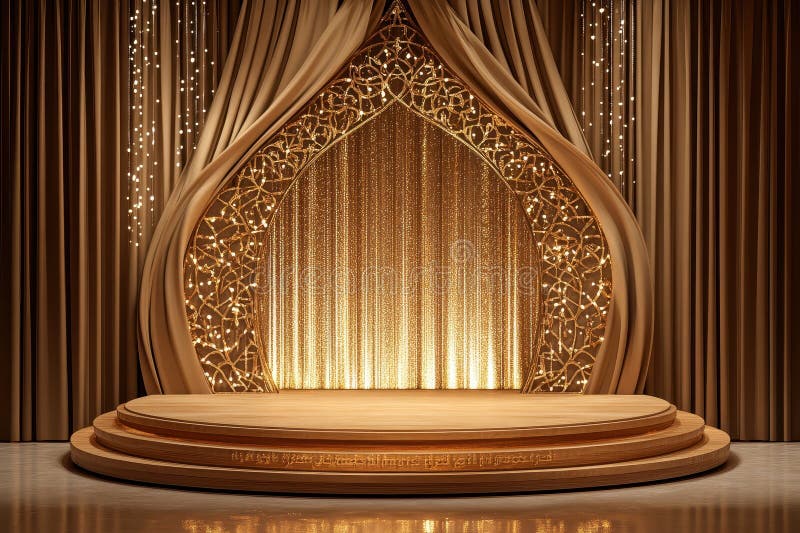 Elegant Stage Design with Golden Drapes and Intricate Patterns for ...