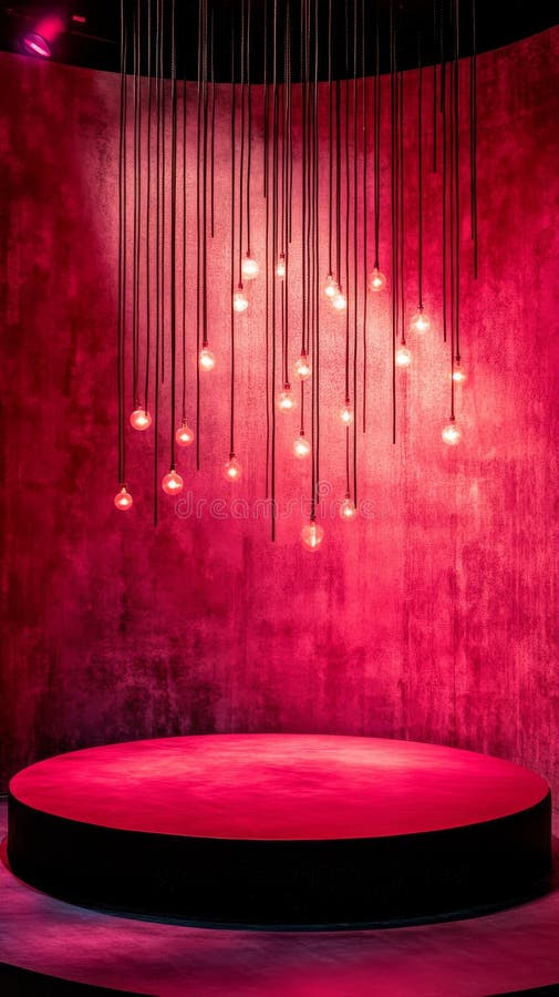 Elegant Stage Design with Hanging Lights, Dramatic Ambiance. Event and ...