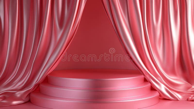 Elegant Stage with Pink Drapes and Background this Image Features a ...