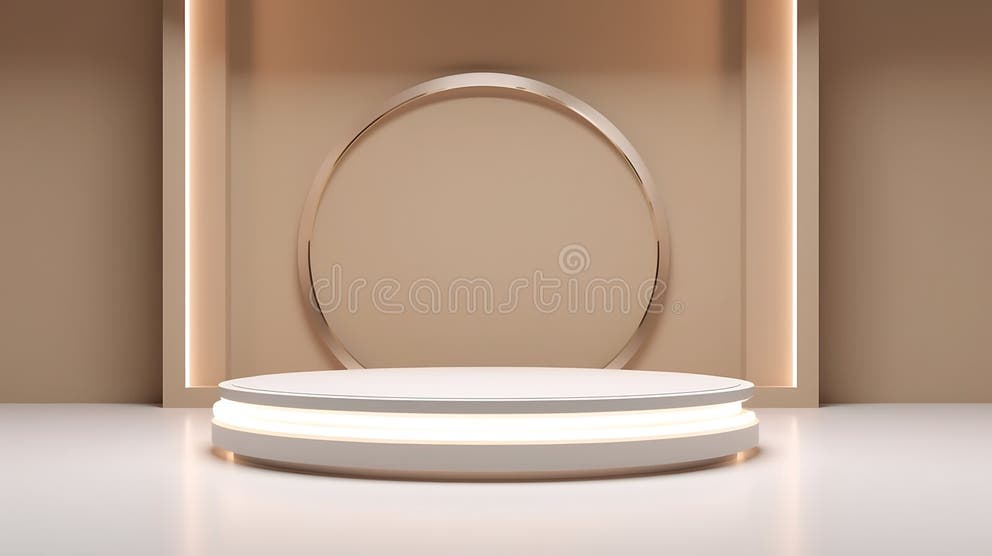 Elegant Stage Setup Featuring a Circular Platform with Soft Lighting ...