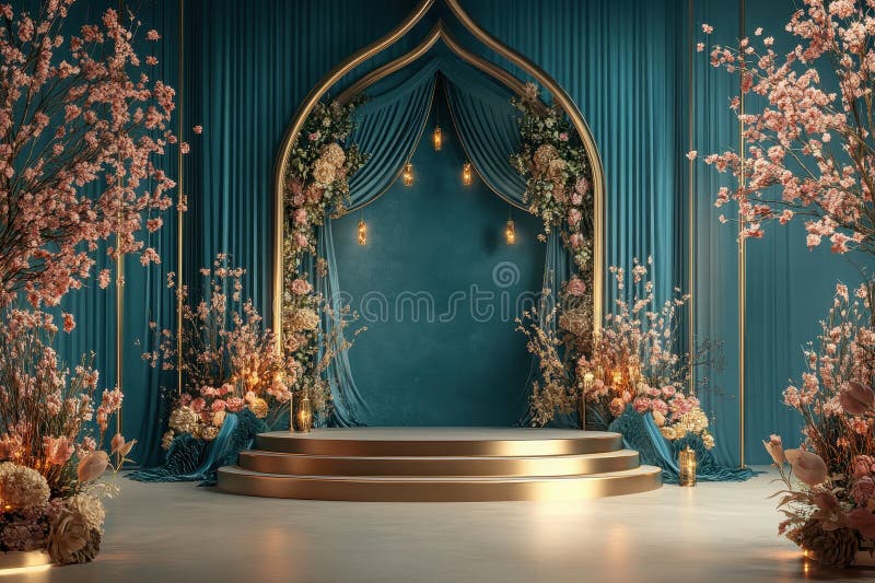 Elegant Stage Setup with Floral Arrangements and Soft Lighting for ...