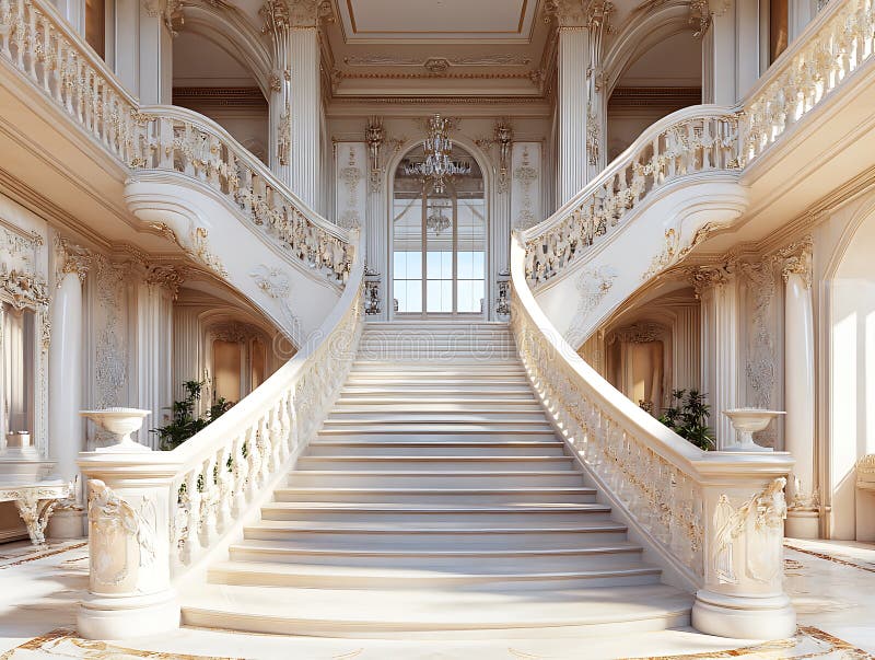 Elegant Staircase in a Grand, Luxurious Architectural Setting Stock ...
