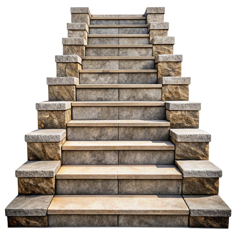 Stairs Made of Large Stone Steps Isolated on White Background Stock ...