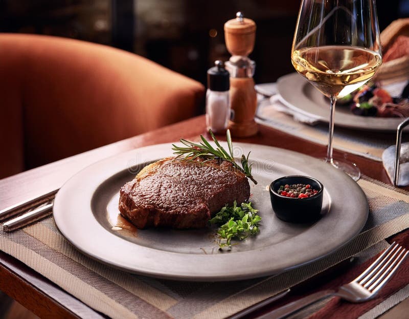 Elegant Steak Dinner stock illustration. Illustration of steak - 336904120