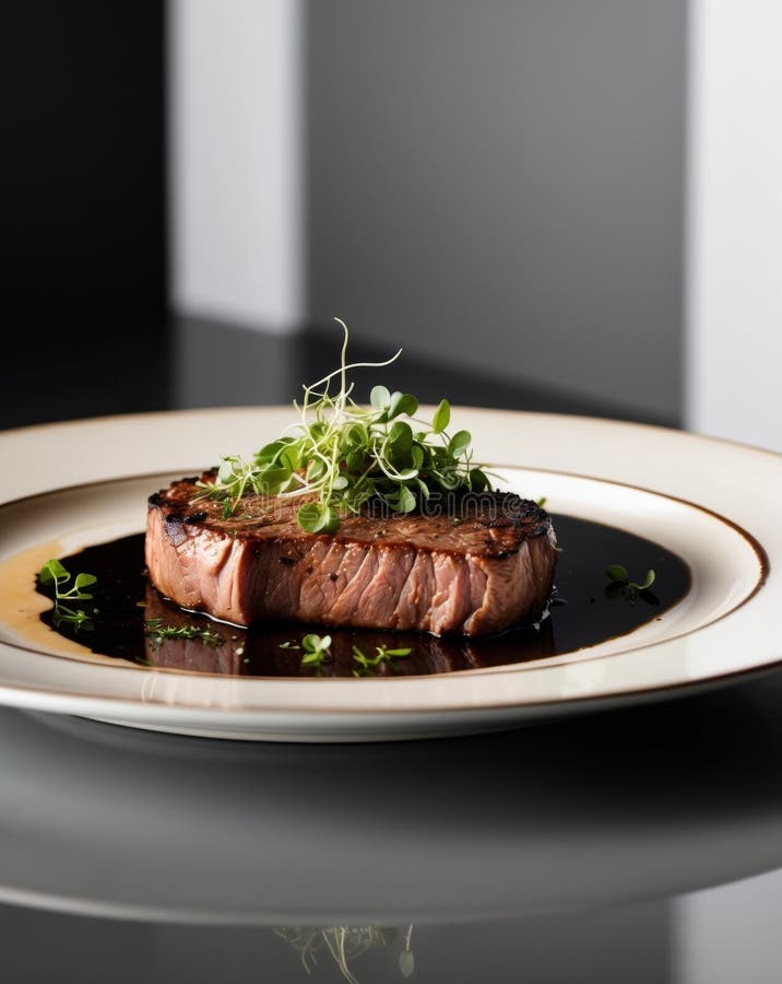 Elegant Steak Dish with High Contrast Presentation Stock Image - Image ...
