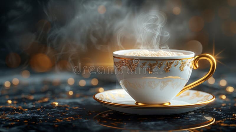 Elegant Steaming Coffee in a Fancy Cup - Generative Ai Stock ...