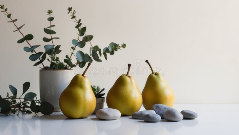 Elegant Still Life of Pears with Natural Elements. Stock Image - Image ...