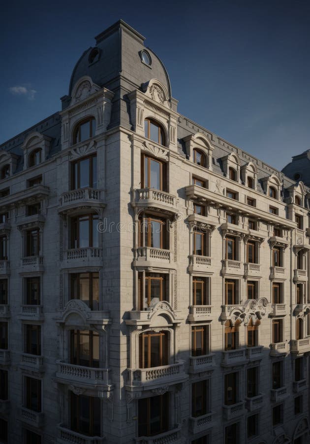 Elegant Stone Building Exterior with Architectural Details Stock ...