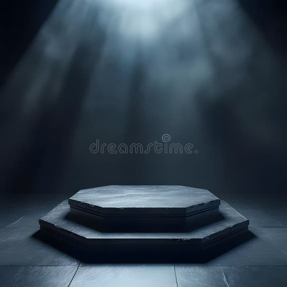 Elegant Stone Hexagonal Podium in Dramatic Spotlight Stock Illustration ...