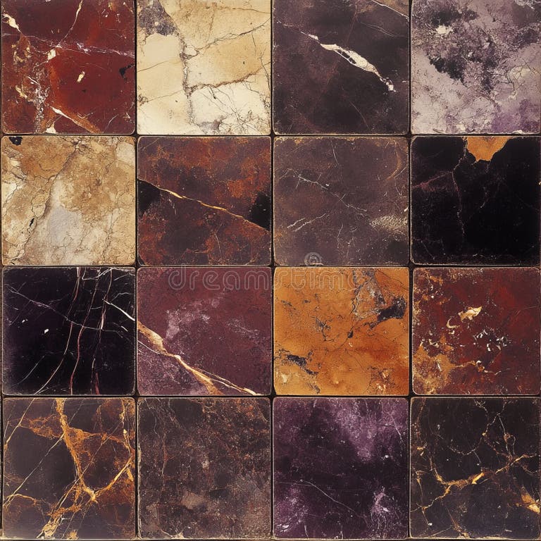 Elegant Stone Tile Patterns in Diverse Earthy and Bold Tones Stock ...