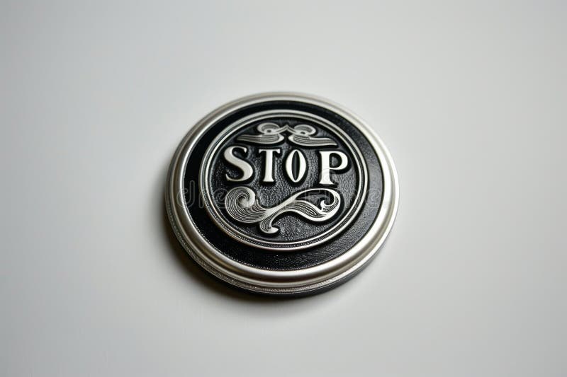 Elegant STOP Button on White Background Stock Illustration ...