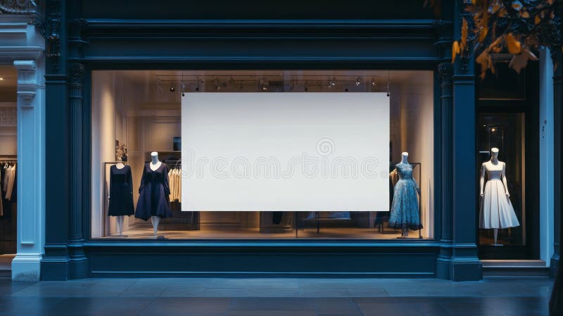 Elegant Storefront Display Featuring Dresses in a Chic Neighborhood ...