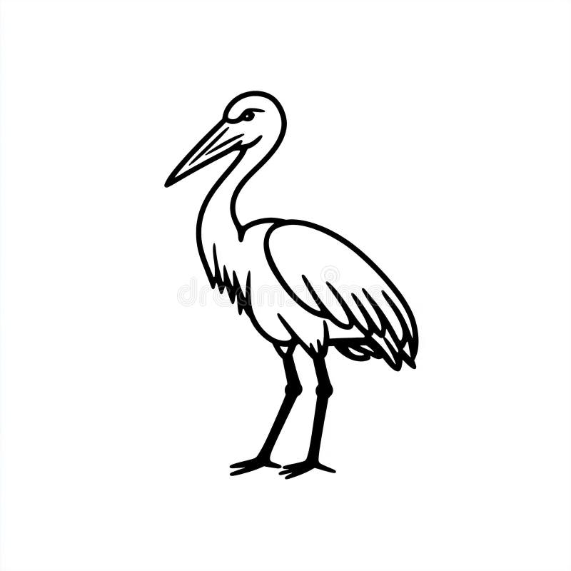 Elegant Stork Outline Vector Icon Minimalist Design on White Background ...