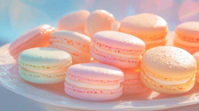Elegant Studio Display of Colorful Macarons on a Plate Perfect for ...