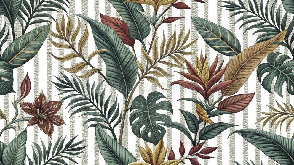 Elegant Studio Portrait Featuring a Botanical Repeating Pattern of Parallel Lines Capturing a ...