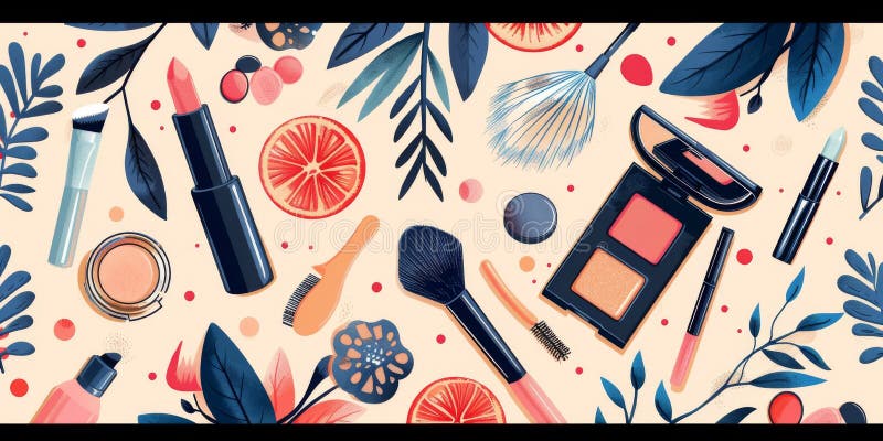 Elegant and Stylish Pattern Layout Featuring Makeup Essentials. Stock ...