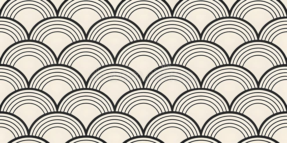 Abstract Geometric Seamless Pattern with Concentric Arcs Stock ...