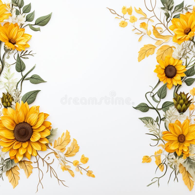 Elegant Sunflower Border a Touch of Nature Stock Illustration ...