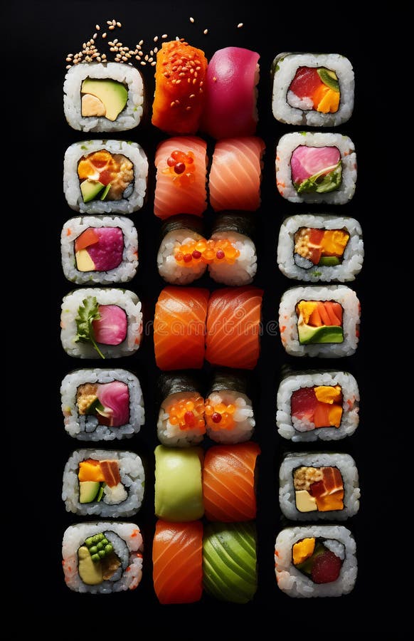 Elegant Sushi Selection stock photo. Image of wasabi - 322539866