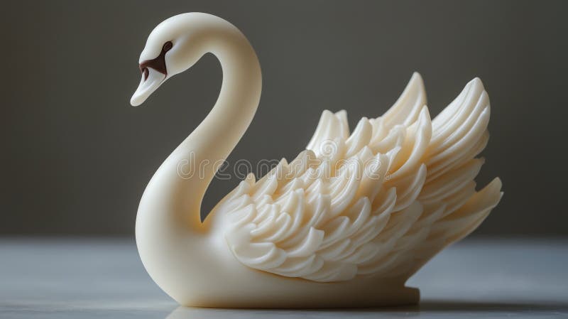 Elegant Swan Statue Sculpted from White Chocolate Stock Photo - Image ...