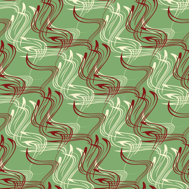 Elegant Swirl and Curly Brush Strokes Seamless Pattern. Hand Drawn ...