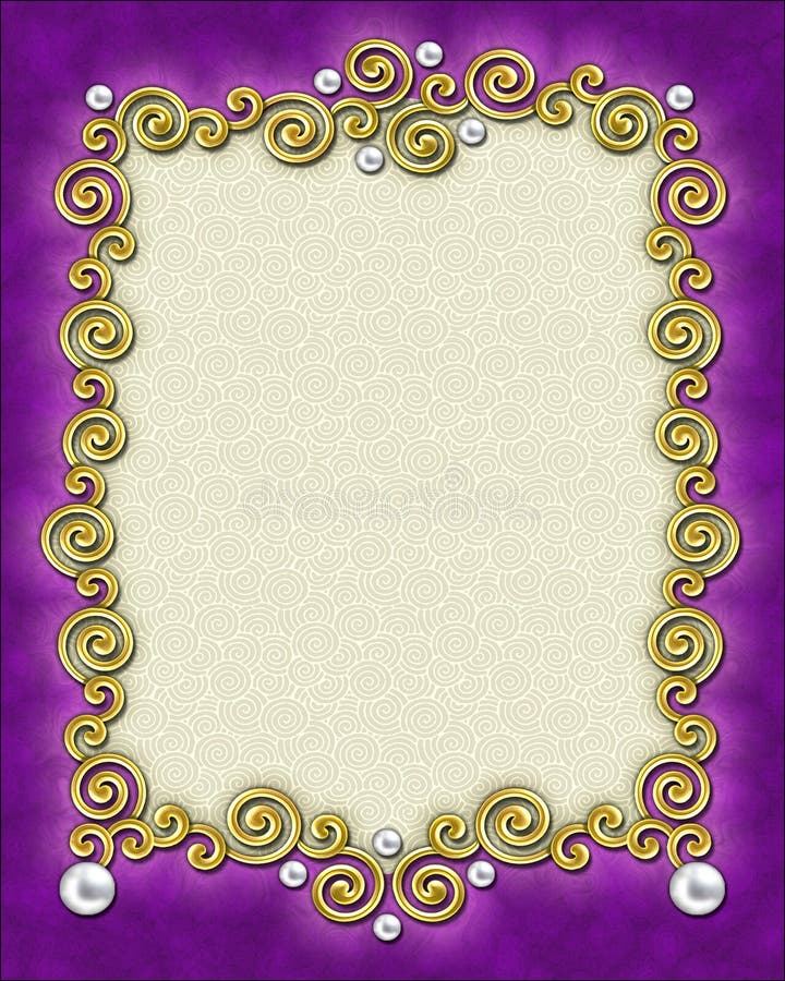 Purple And Gold Swirl Border