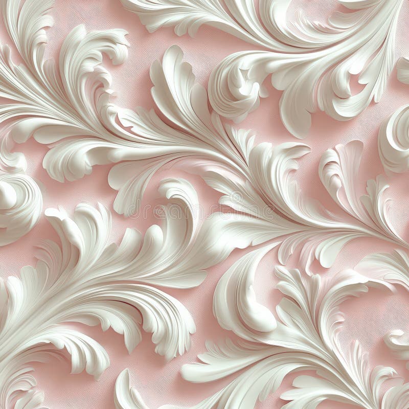 Elegant Swirling Floral Patterns on Soft Pink Background Design Stock ...