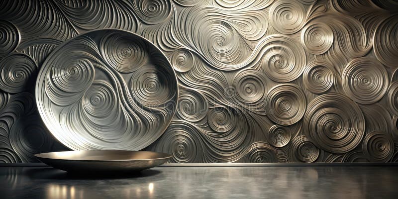 Elegant Swirling Metal Wall Decor with Concave Vessels. Generative AI ...