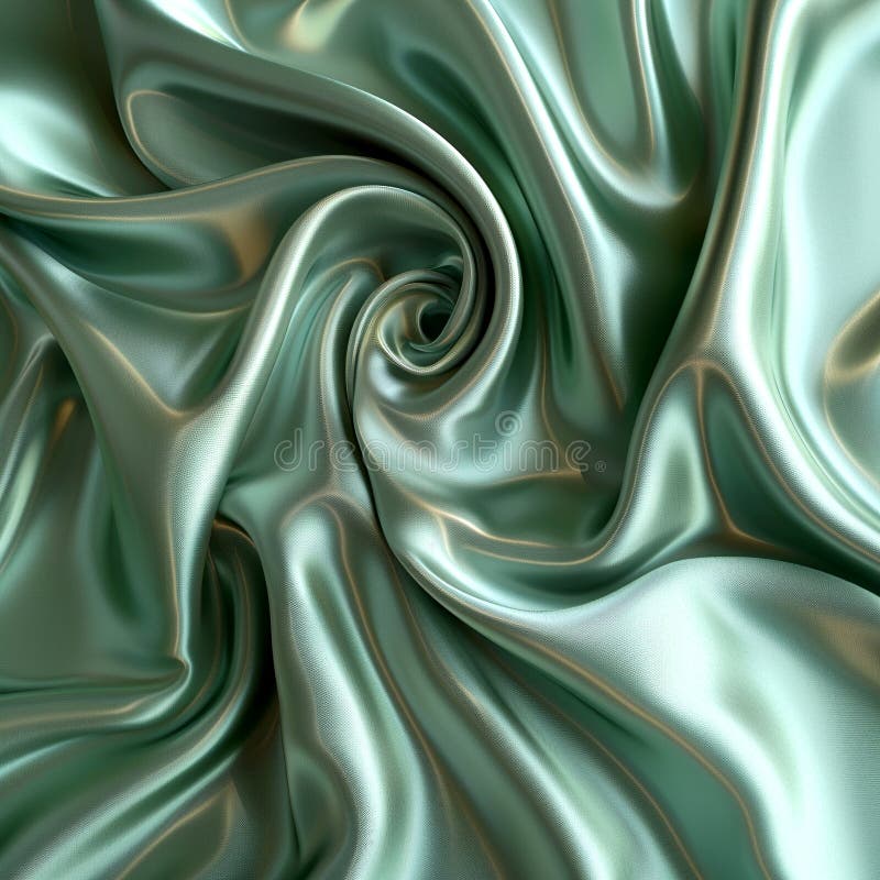 Elegant Swirling Patterns of Soft Green Satin Fabric Create a Luxurious ... Elegant Swirling Patterns of Soft Green Satin Fabric Create a Luxurious ...