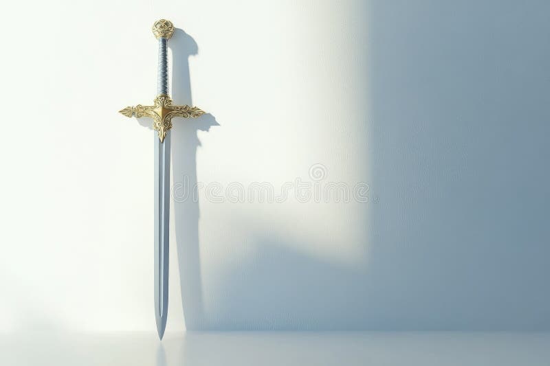 Elegant Sword Leaning Against Wall with Shadow in Minimalist ...