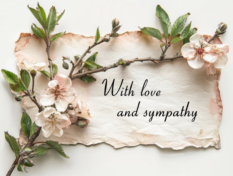 Elegant Sympathy Card with Blooming Branches and Handwritten Message ...