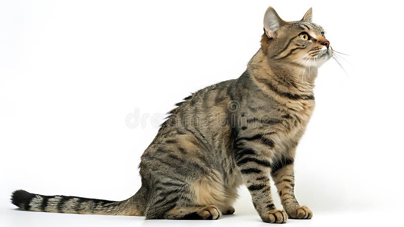 Elegant Tabby Cat Posing Against a White Background Stock Illustration ...