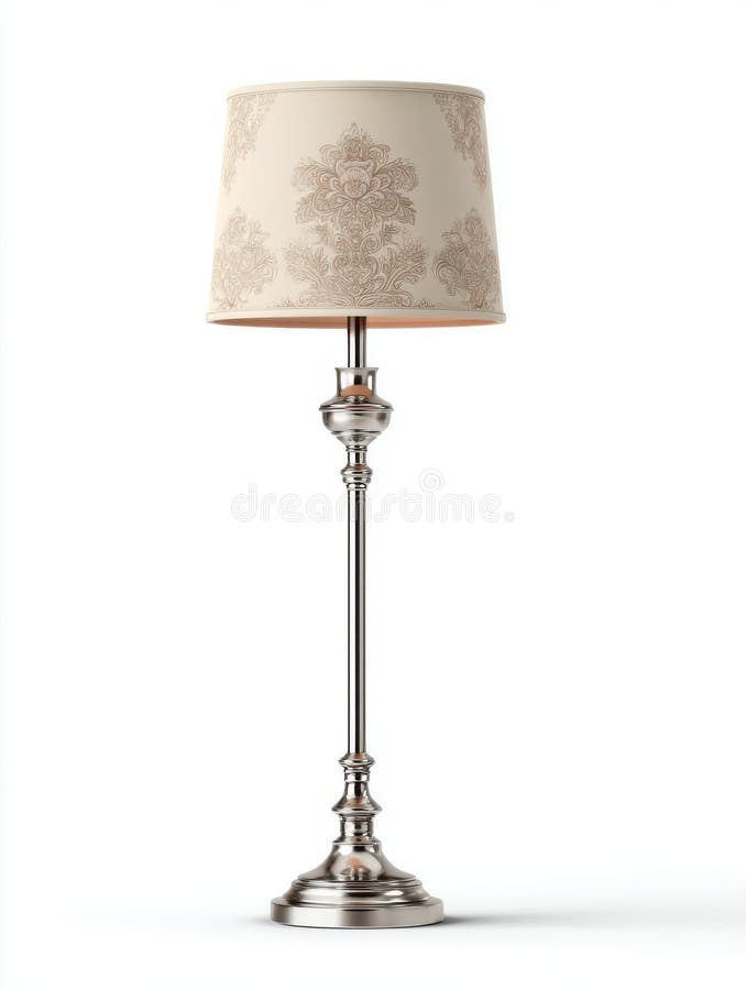 Elegant Cream Table Lamp with Gold Leaf Pattern and Nickel Base Stock ...