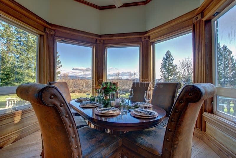 Elegant Table Set for Dinner and Beautiful Window View. Stock Photo ...
