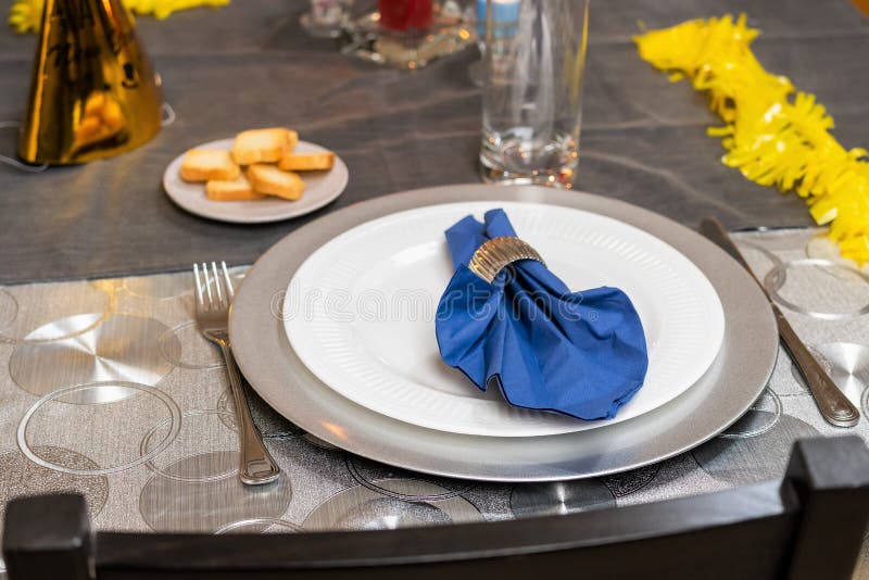 Elegant Table Set for a Festive Dinner in a Restaurant. White Plate ...
