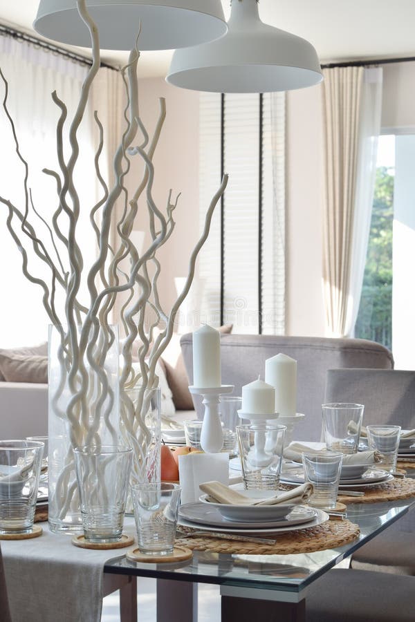 Elegant Table Set in Modern Style Dining Room Interior Stock Image ...