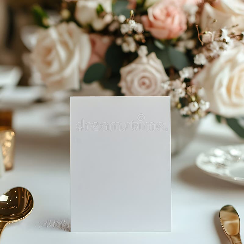 Elegant Table Setting with Blank Menu Card Stock Illustration ...