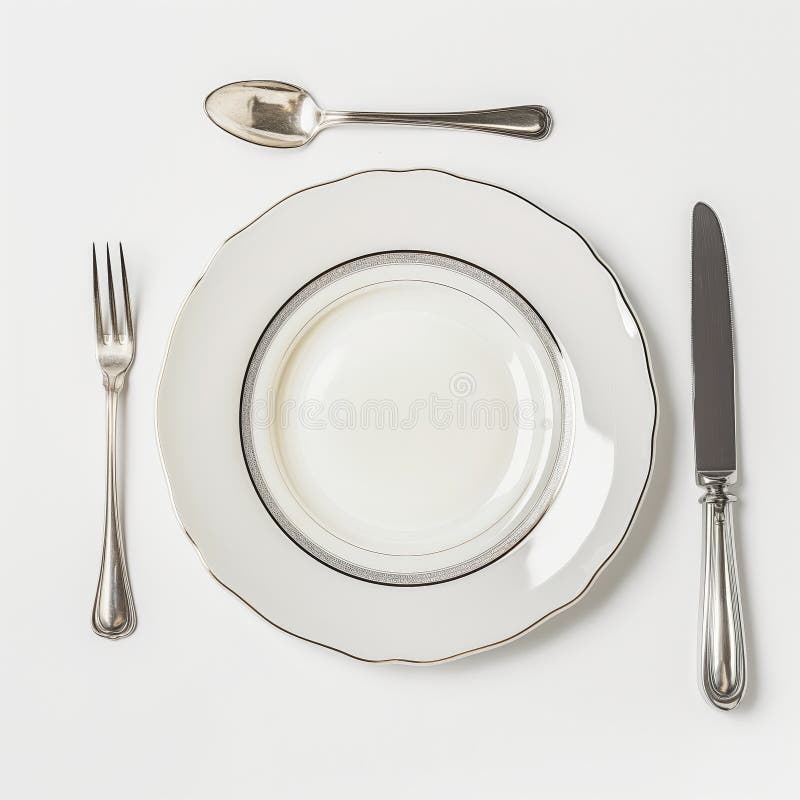 Elegant Table Setting with Empty Plate and Silverware Stock Image ...
