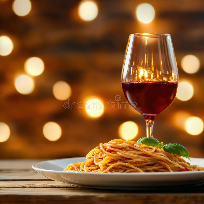 Elegant Table Setting Featuring a Plate of Spaghetti Paired with a ...