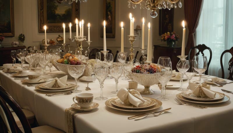 Elegant Table Setting for Fine Dining Experience Stock Image - Image of ...