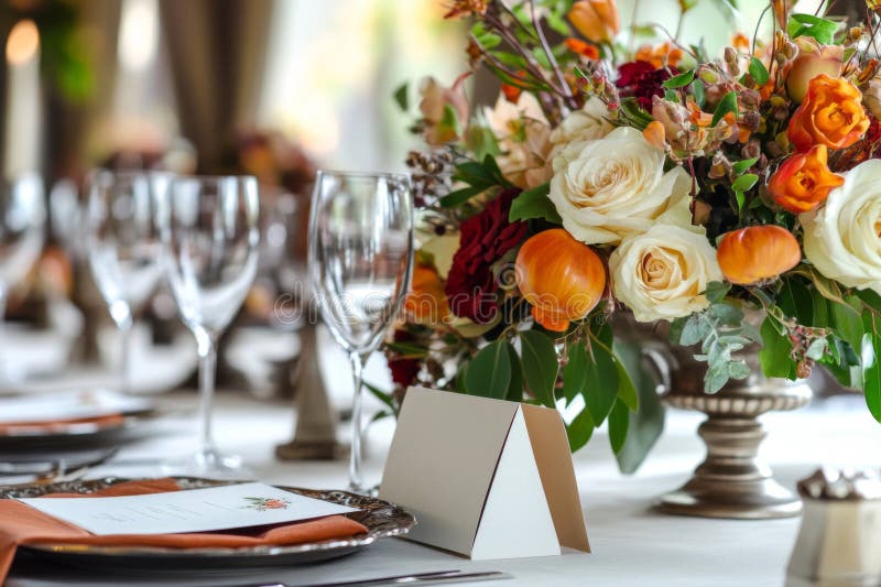 Elegant Table Setting with Floral Centerpiece and Place Card Stock ...