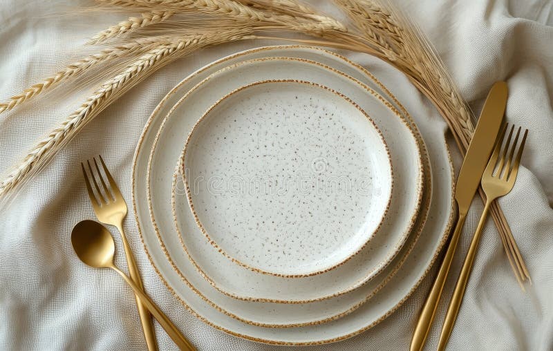 Elegant Table Setting with Gold Accented Dinnerware and Decorative ...