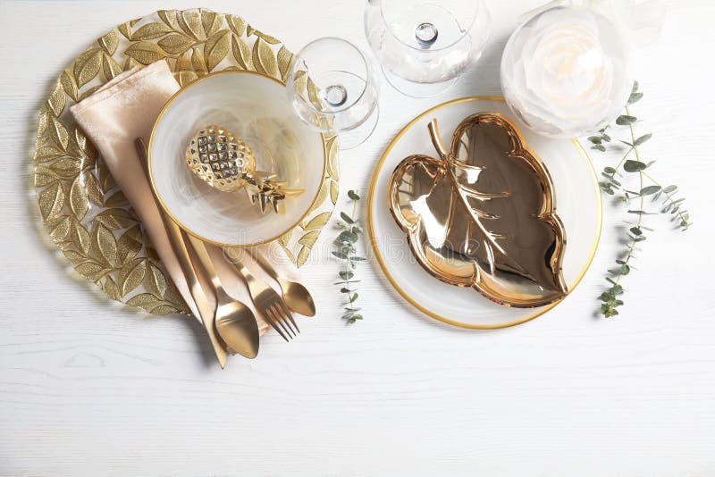 Elegant Table Setting on Light Background Stock Image - Image of ...